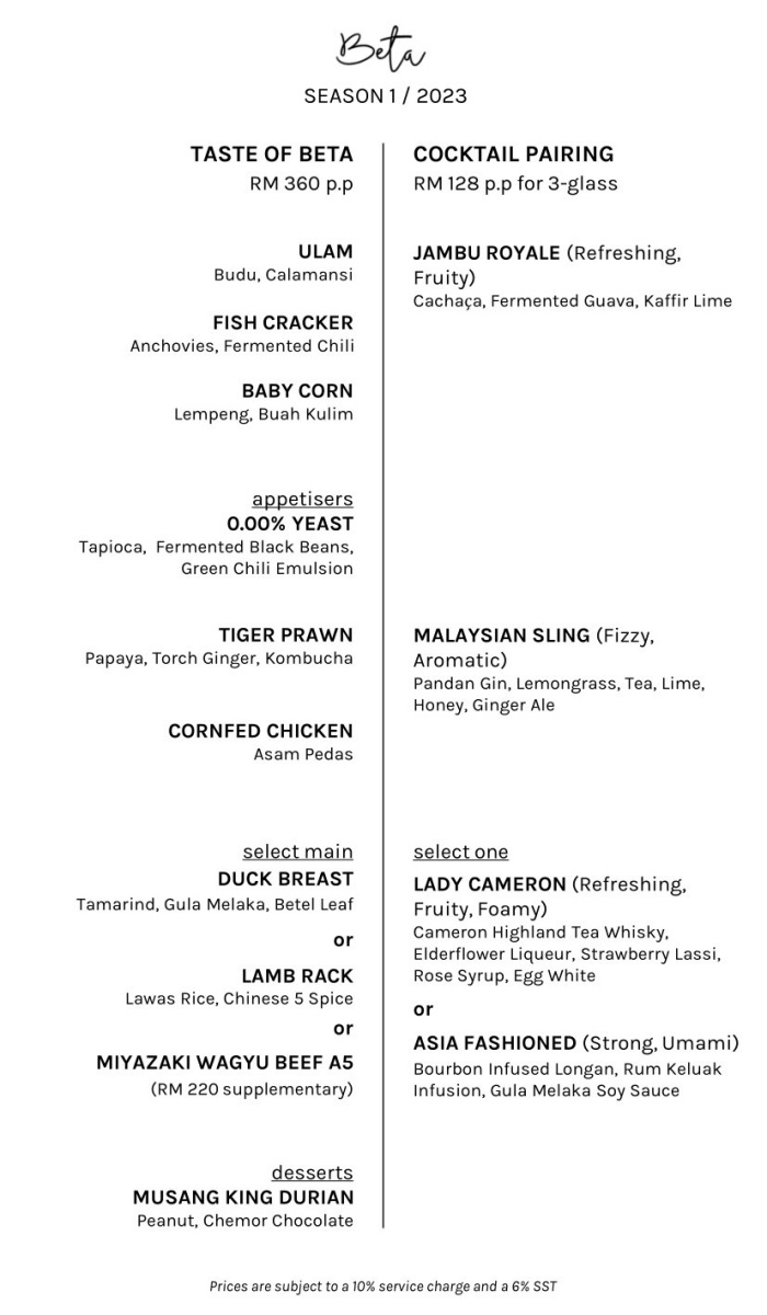Beta KL - Asian, Fraser Place, Kuala Lumpur | TABLEAPP