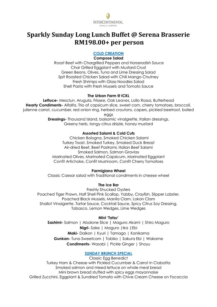 Serena Brasserie @ InterContinental Kuala Lumpur - International ...
