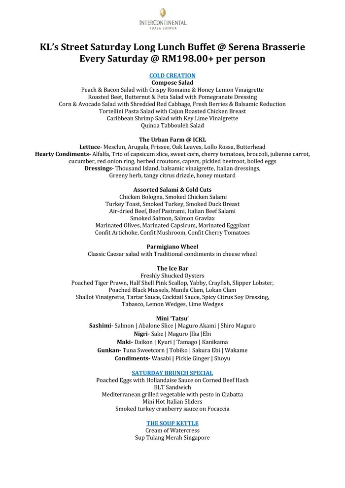 Serena Brasserie @ InterContinental Kuala Lumpur - International ...