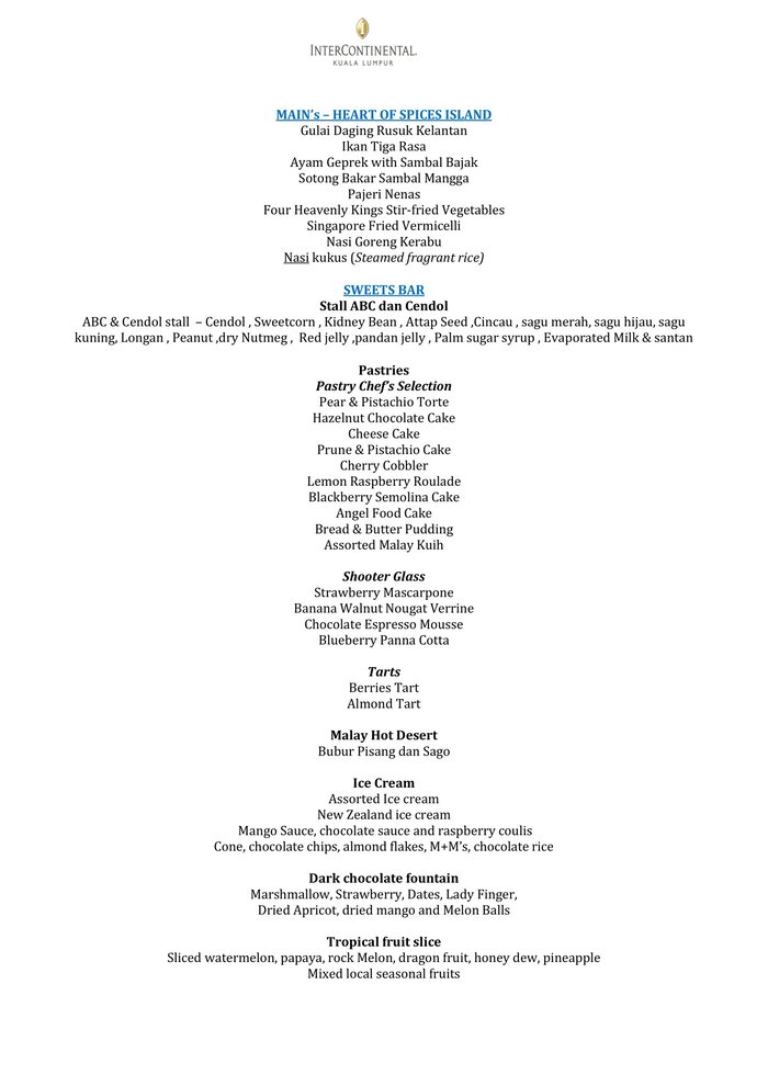 Serena Brasserie @ InterContinental Kuala Lumpur - International ...